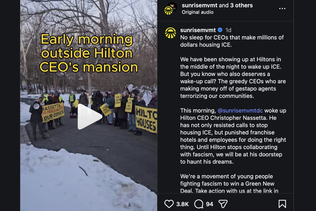 Hilton CEO's Home Faces Protests Over ICE Booking Practices